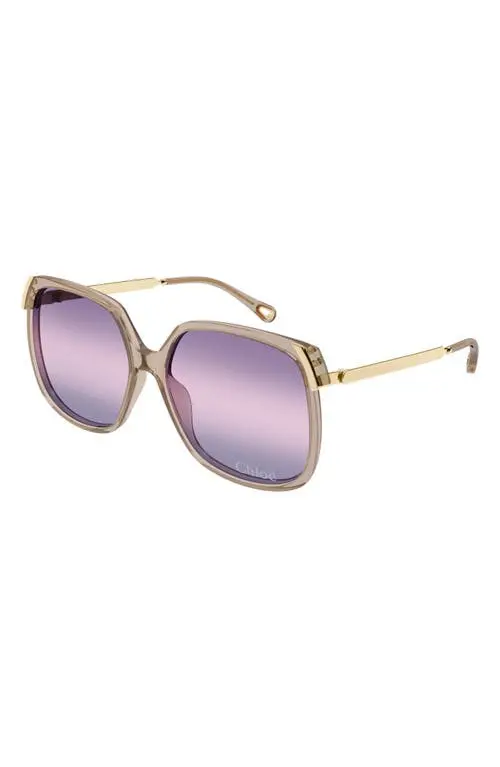 Chloé 60mm Gradient Square Sunglasses - Purple/ Brown