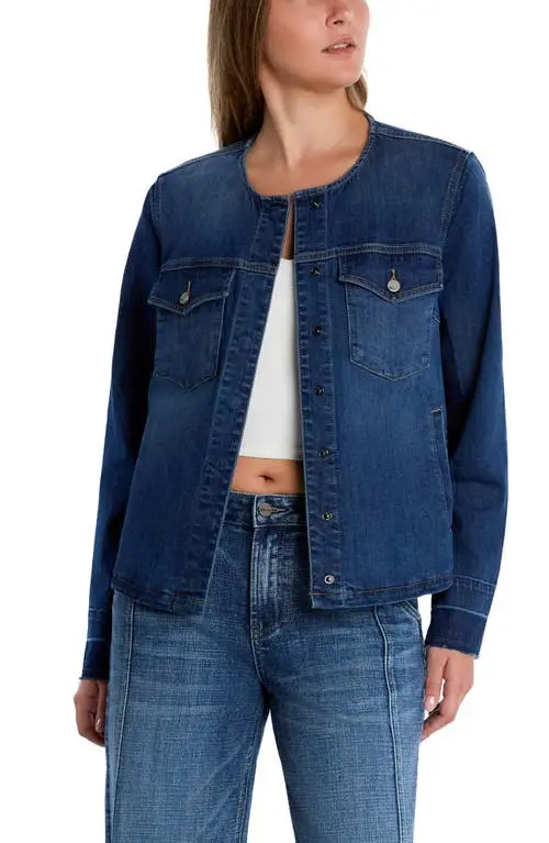 WASH LAB DENIM Clara Collarless Jacket - Ahoy Blue