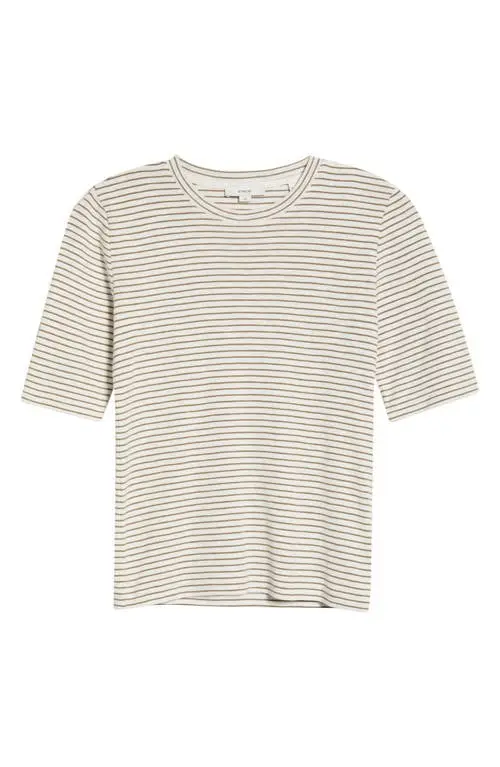 Vince Stripe Elbow Sleeve Top - Tapenade Combo