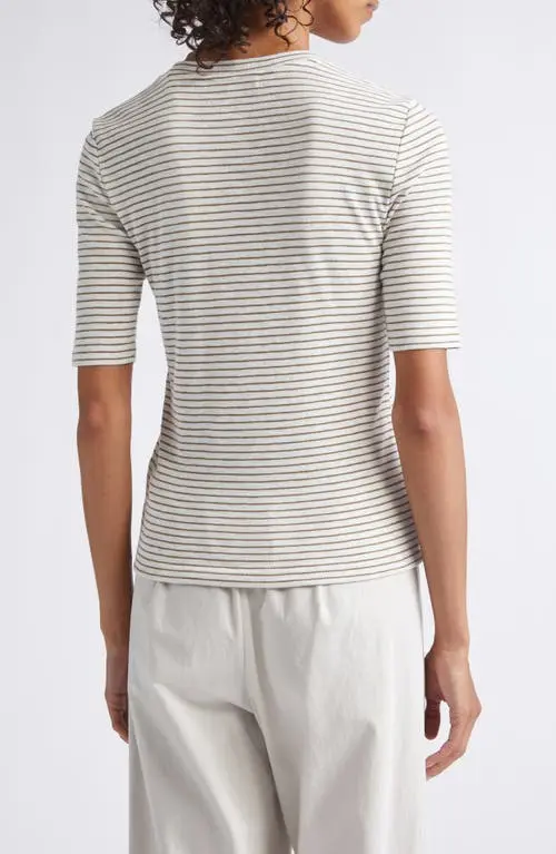 Vince Stripe Elbow Sleeve Top - Tapenade Combo