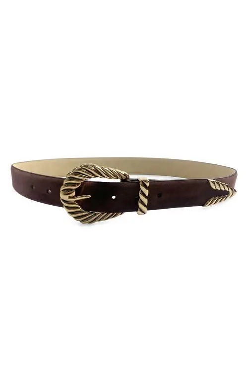 PETIT MOMENTS Faux Leather Belt - Mocha Suede/ Gold
