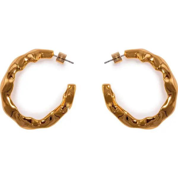 BLACK SUEDE STUDIO Hammered Hoop Earrings - Gold