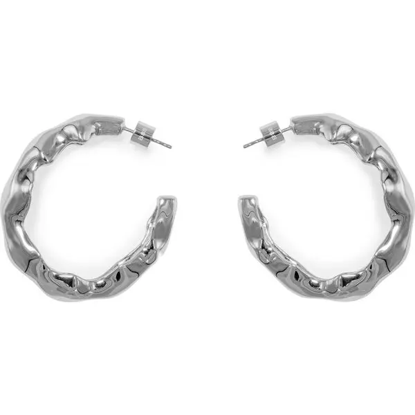 BLACK SUEDE STUDIO Hammered Hoop Earrings - Silver