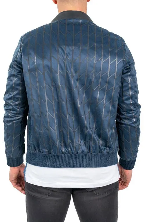 MACEOO Ladder Print Leather Jacket