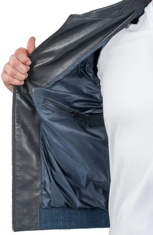 MACEOO Ladder Print Leather Jacket