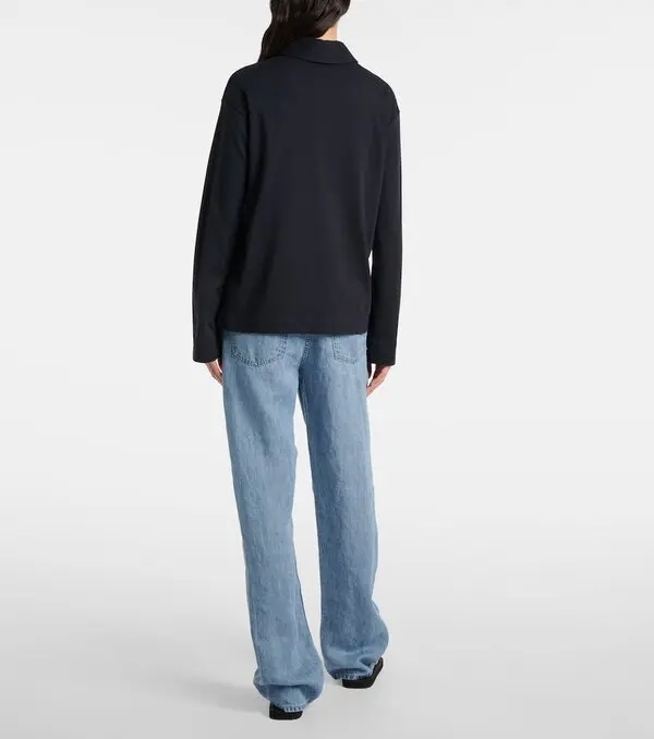 THE ROW Roddie Cotton And Silk Jersey Polo Shirt - Blue