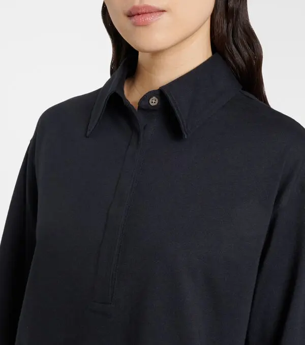 THE ROW Roddie Cotton And Silk Jersey Polo Shirt - Blue