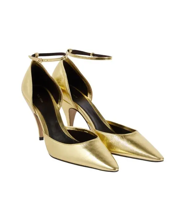 THE ROW Liisa Metallic Leather Pumps - Gold