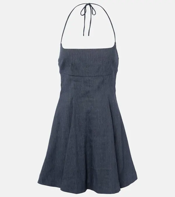 Staud Leone Linen-blend Denim Minidress - Blue