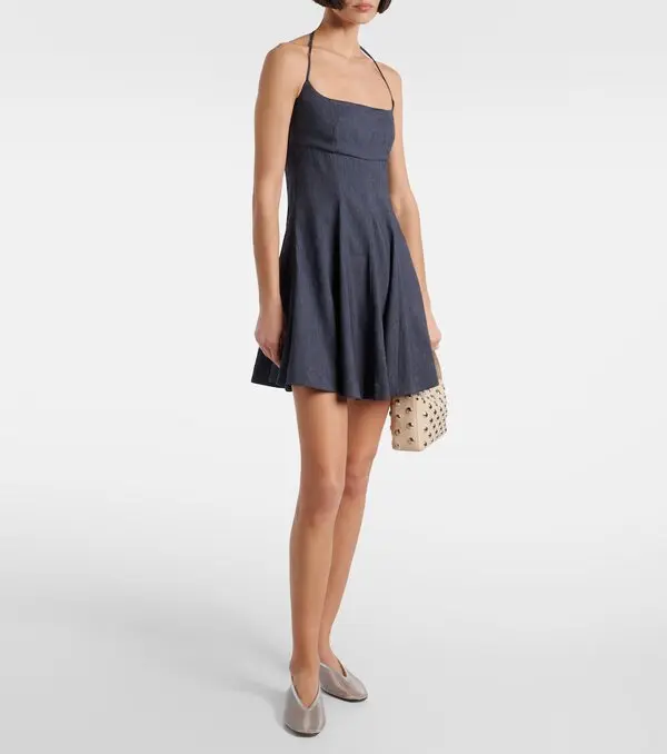Staud Leone Linen-blend Denim Minidress