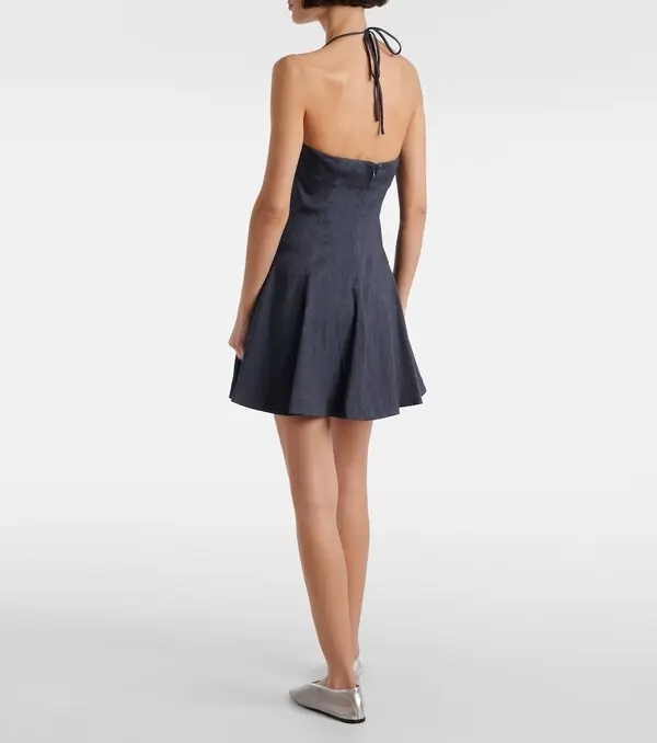 Staud Leone Linen-blend Denim Minidress