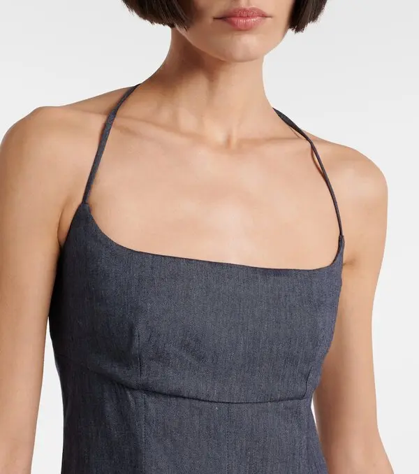 Staud Leone Linen-blend Denim Minidress