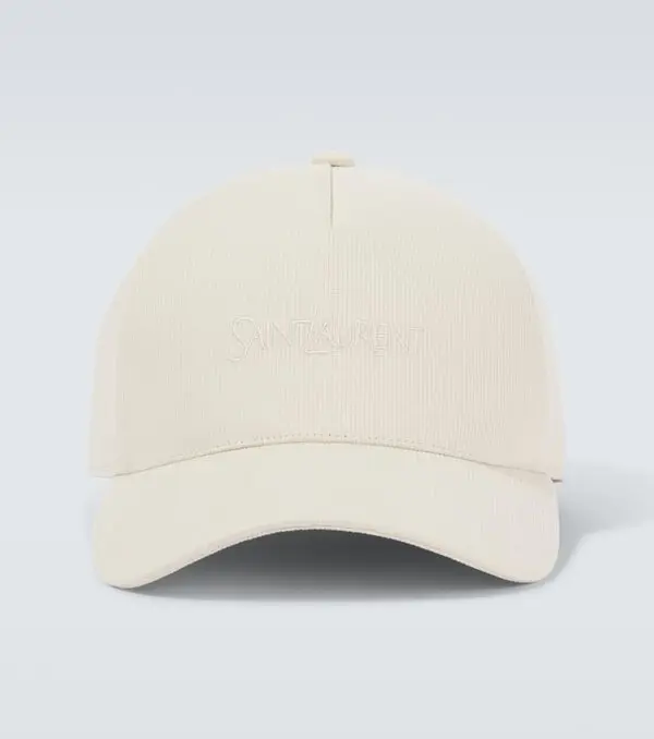 Saint Laurent Corduroy Baseball Cap - White