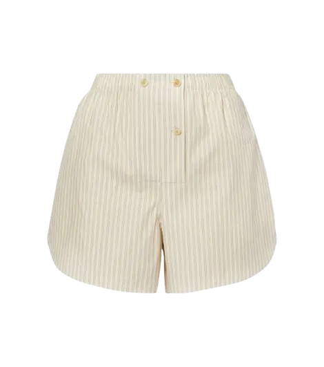 THE ROW Nicasia Striped Cotton Poplin Shorts - Green