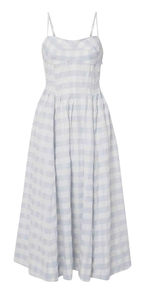 Simkhai Kittiya Gingham Cotton Midi Dress - White
