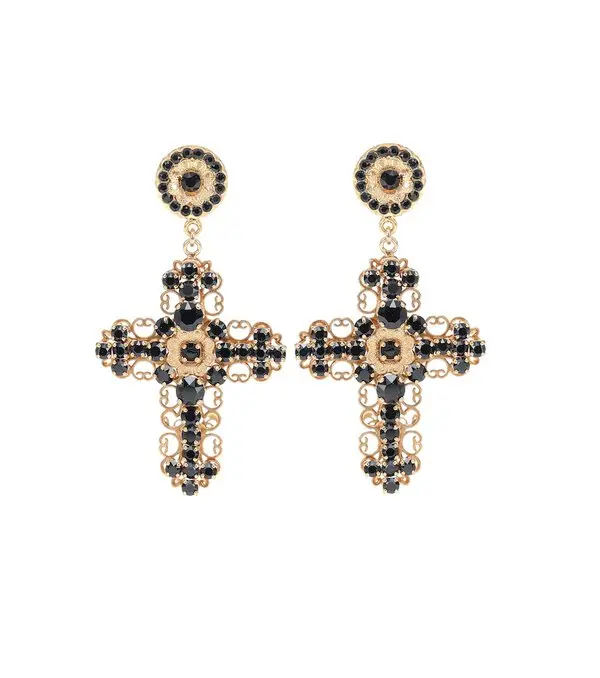 Dolce & Gabbana Crystal Cross Clip-on Earrings - Gold