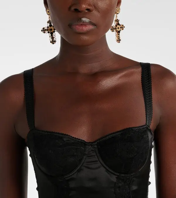 Dolce & Gabbana Crystal Cross Clip-on Earrings