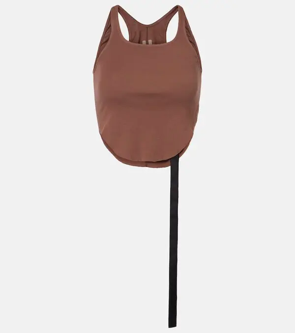 Rick Owens Cropped Cotton Jersey Tank Top - Brown