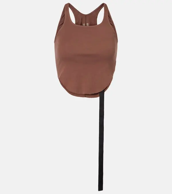 Rick Owens Cropped Cotton Jersey Tank Top - Brown
