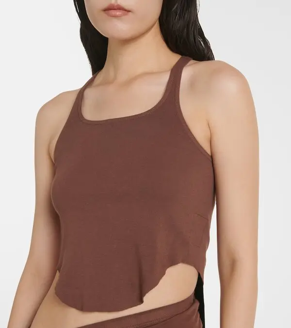 Rick Owens Cropped Cotton Jersey Tank Top - Brown