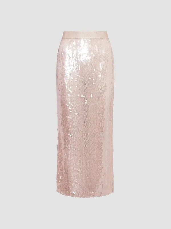 TWP Sylkie Sequined Midi-skirt - Beige Clear