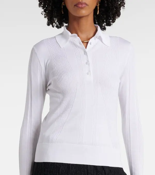 Dries Van Noten Touria Cotton Polo Sweater - White