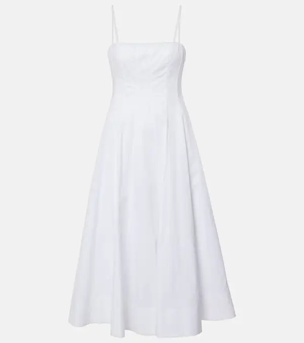 Staud Wylie Cotton Midi Dress - White