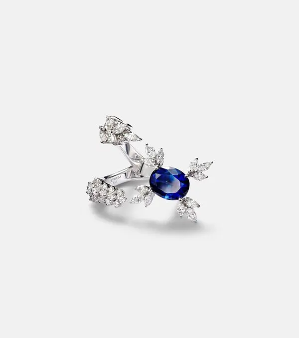 Yeprem 18kt White Gold Diamond And Sapphire Ring - Silver