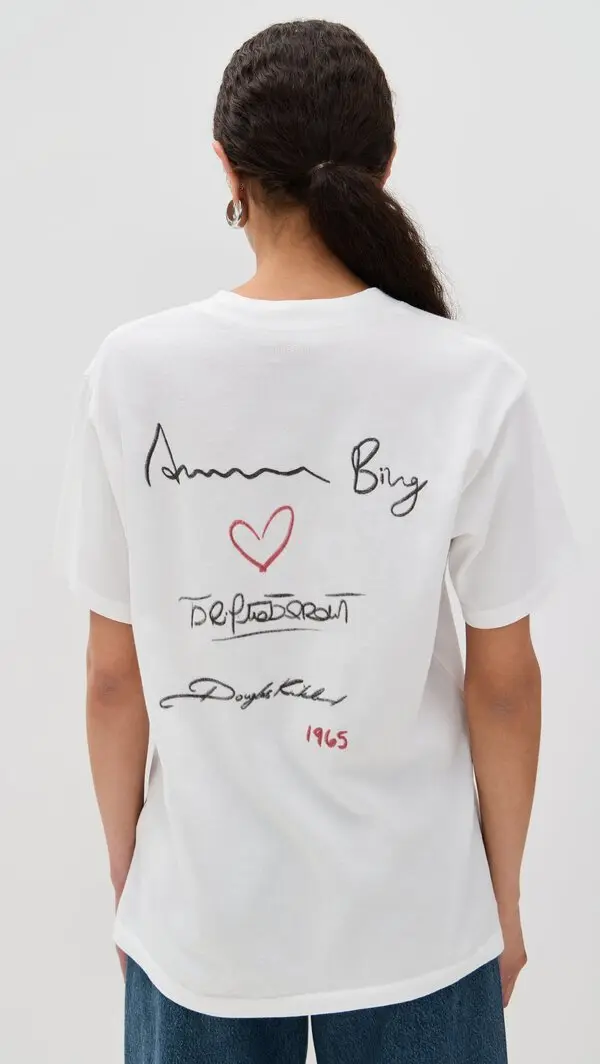 ANINE BING LILI TEE BRIGITTE BARDO Tシャツ Anine Bing Lili Tee X Brigitte Bardot in Ivory - Black White Denim
