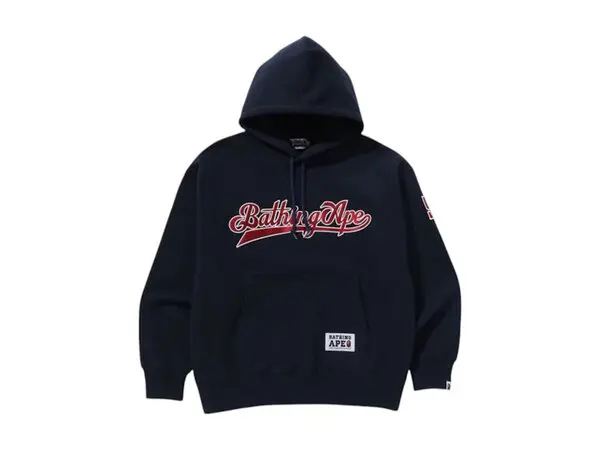 A BATHING APE Baseball Logo Relaxed Fit Pullover Hoodie