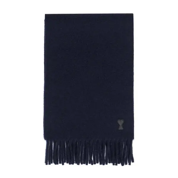 Ami De Coeur Leather Patch Scarf - Navy Blue
