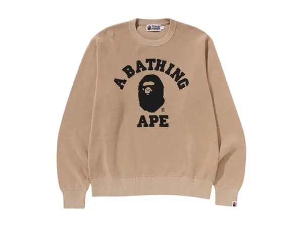 A BATHING APE College Waffle Crewneck Sweatshirt