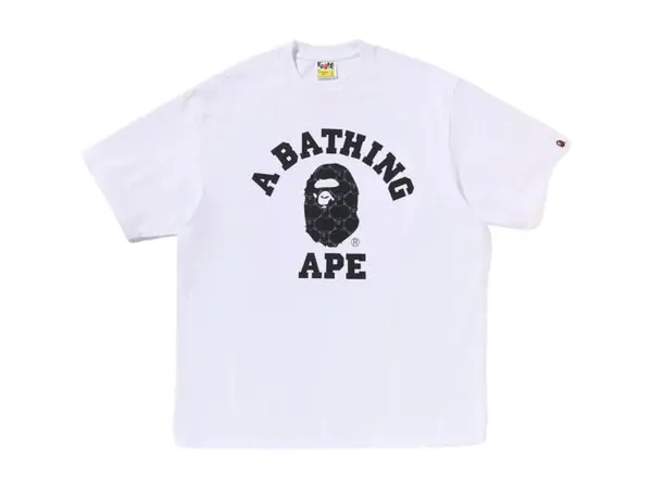 A BATHING APE College Monogram College Relaxed Fit Tee Shirt - White