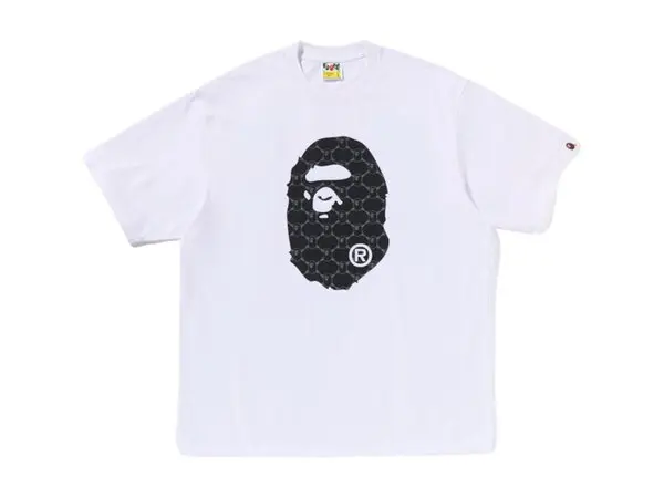 A BATHING APE College Monogram Ape Head Relaxed Fit Tee Shirt - White