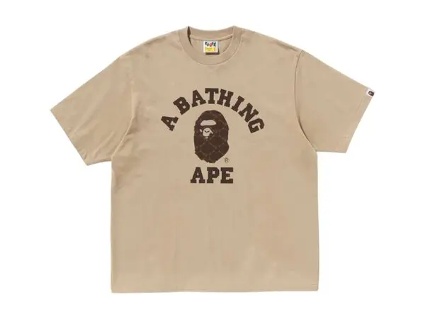 A BATHING APE College Monogram College Relaxed Fit Tee Shirt - Beige