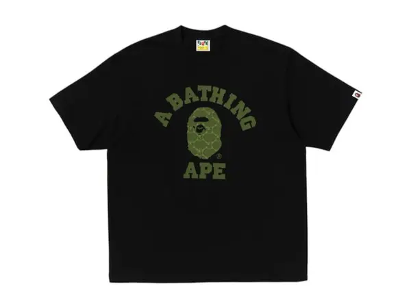 A BATHING APE College Monogram College Relaxed Fit Tee Shirt - Black