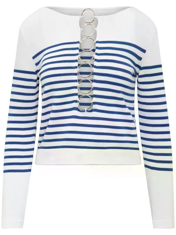 Seafarer Cotton Striped Sweater - White