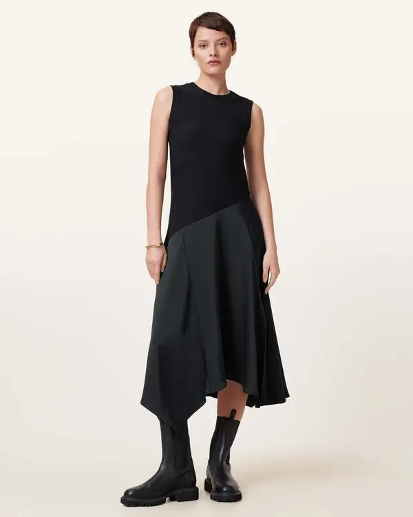 ALLSAINTS Pia Asymmetric Satin Dress