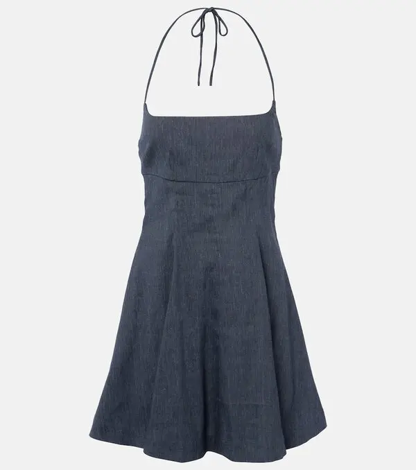 Staud Leone Linen-blend Denim Minidress