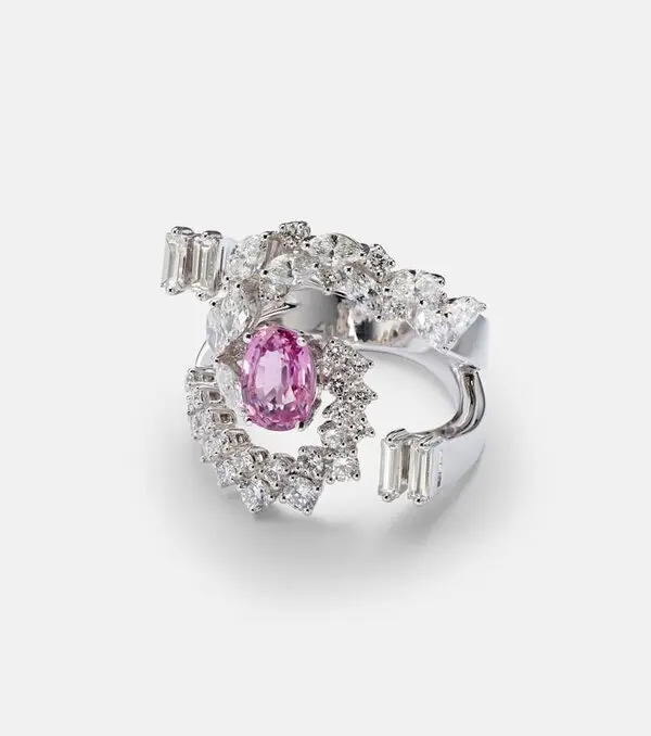 Yeprem 18kt White Gold Diamond And Sapphire Ring - Silver