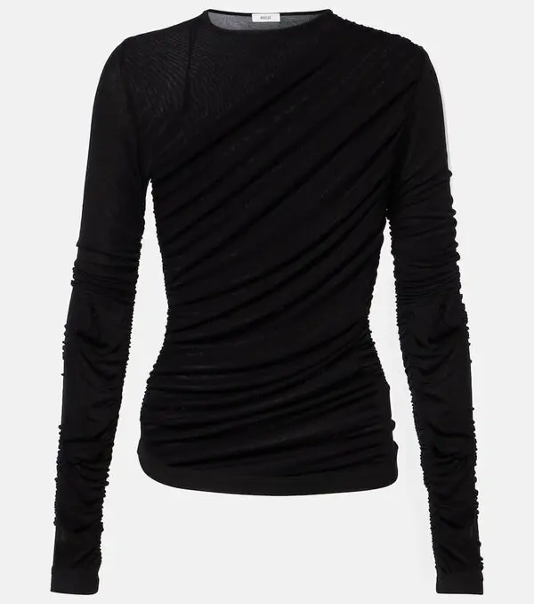 AGOLDE Tania Ruched Jersey Top - Black