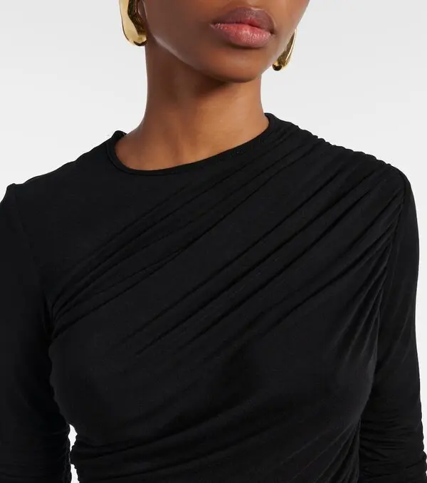 AGOLDE Tania Ruched Jersey Top - Black