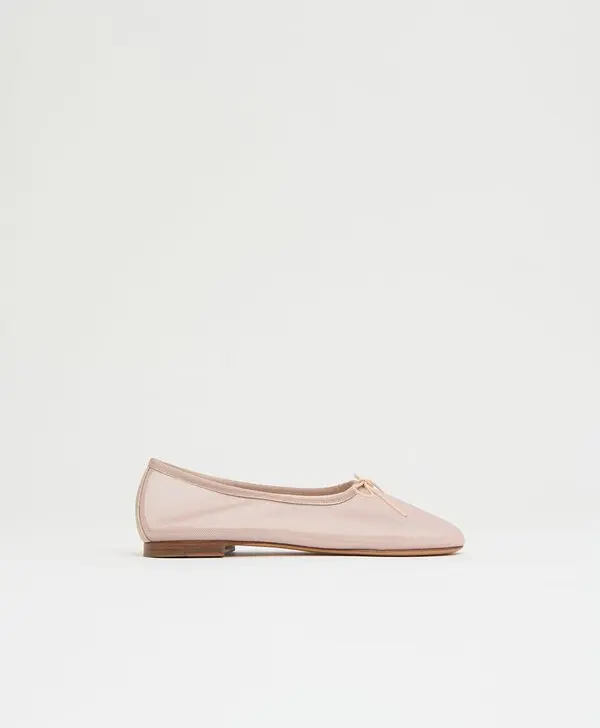 MANSUR GAVRIEL Mesh Ballerina Flats With Bow Detailing - Beige