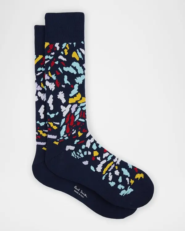 Paul Smith Jacaranda Abstract Print Crew Socks - Navy