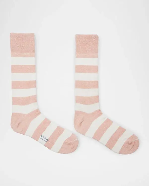 Paul Smith Barry Thick Stripe Crew Socks - Pink