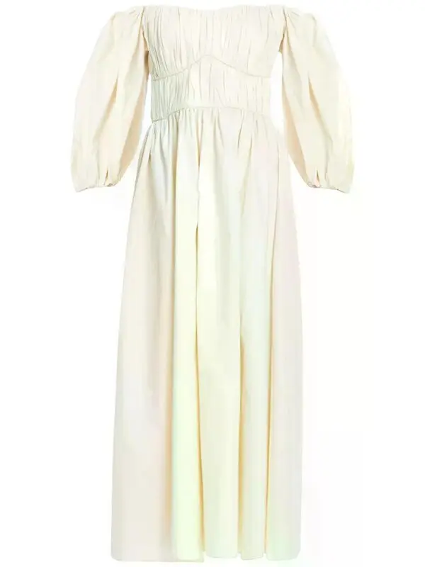 VASILIKI Ruched Maxi Dress - Neutrals