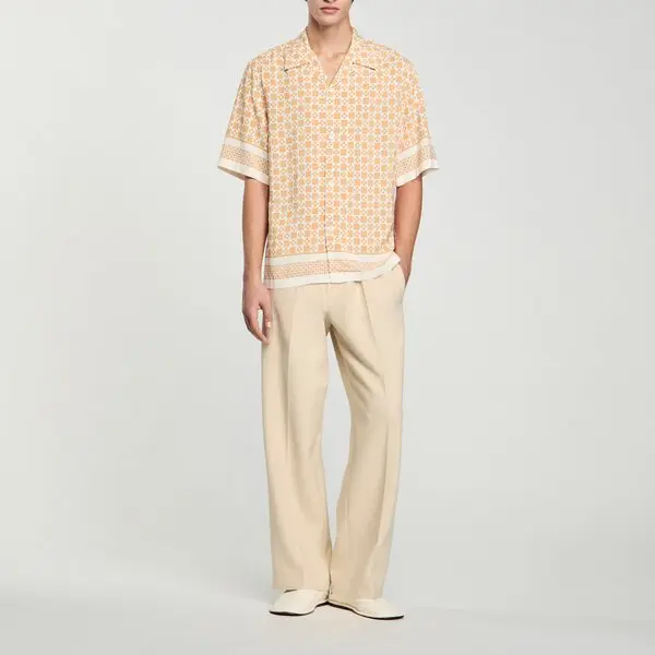 Sandro Square Cross Motif Flowing Shirt