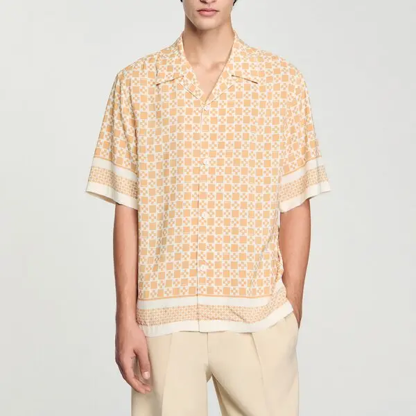Sandro Square Cross Motif Flowing Shirt