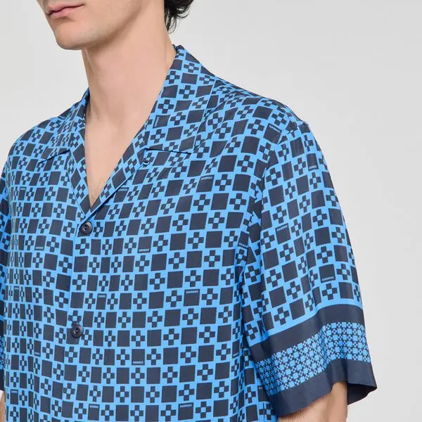 Sandro Square Cross Motif Flowing Shirt - Sky Blue