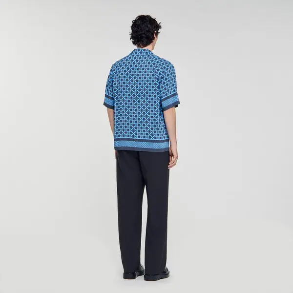 Sandro Square Cross Motif Flowing Shirt - Sky Blue